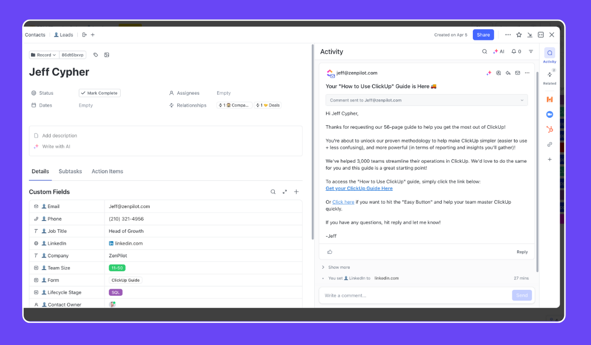 How to Create, Track, and Nurture Leads in ClickUp